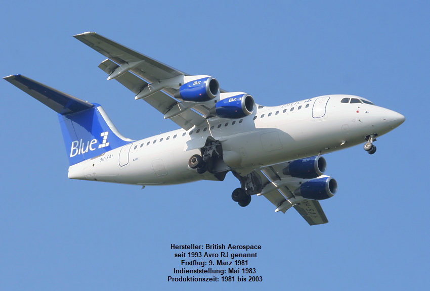 Avro RJ-85 - mittelgroßer Hochdecker mit 4 Triebwerken