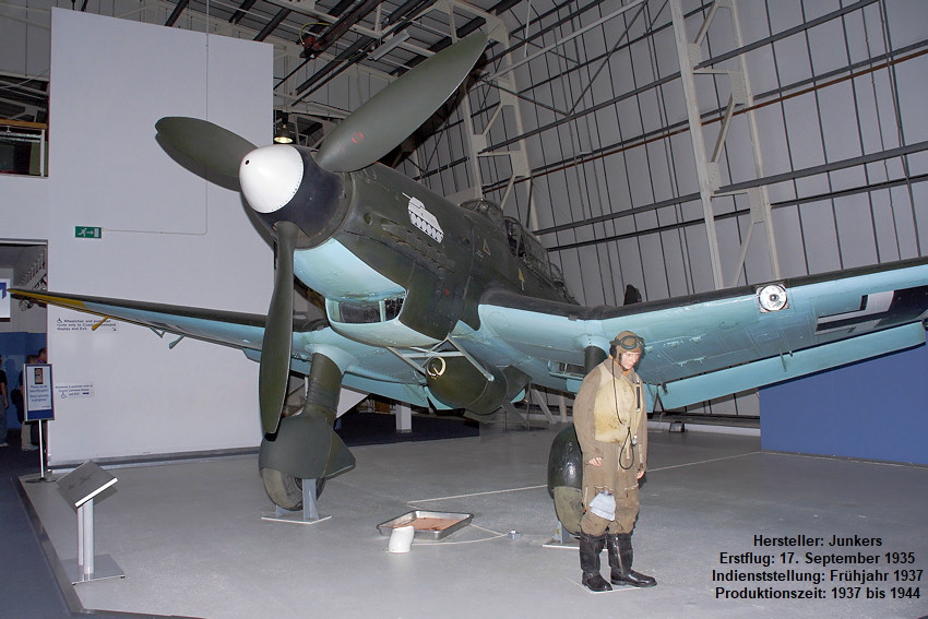 Junkers Ju 87 Stuka - Sturzkampfflugzeug mit abgeknickten Flügel und ...